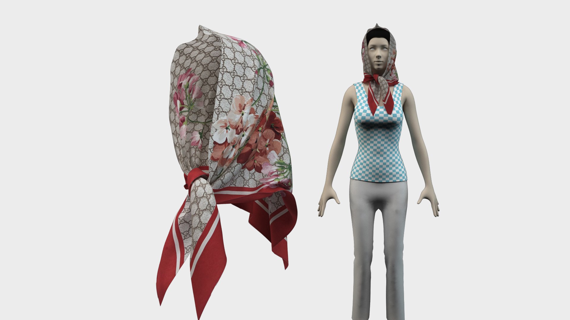 Scarf And Gucci Plane Shawl Collection 001 3D Model - TurboSquid 1923728