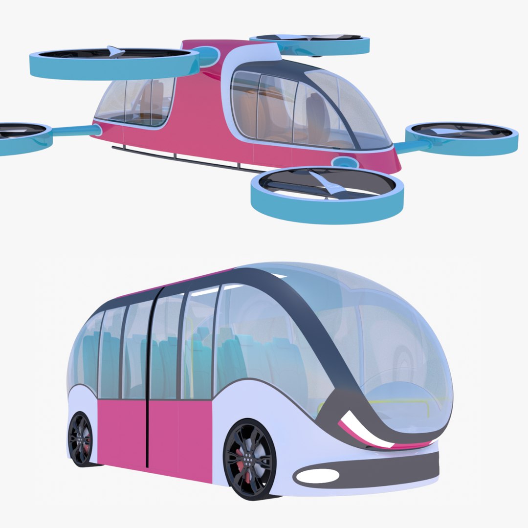 Shuttle Bus And Passenger Drone 3D Model - TurboSquid 2058307