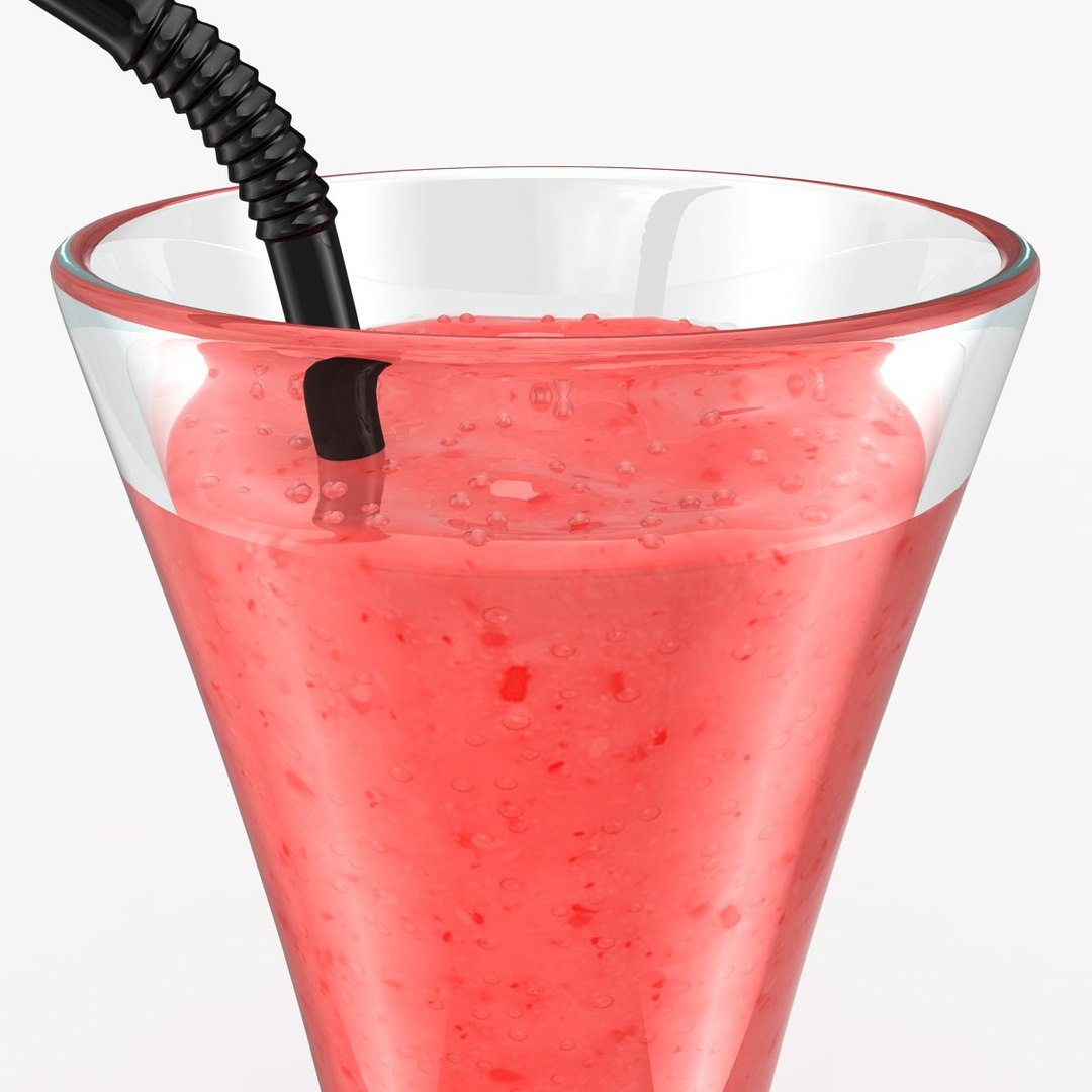 realistic smoothie strawberry banana 3d max