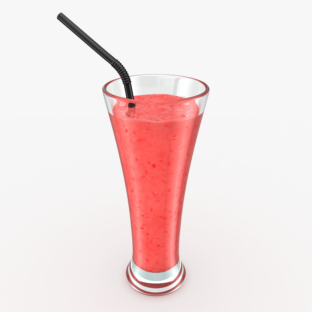 realistic smoothie strawberry banana 3d max