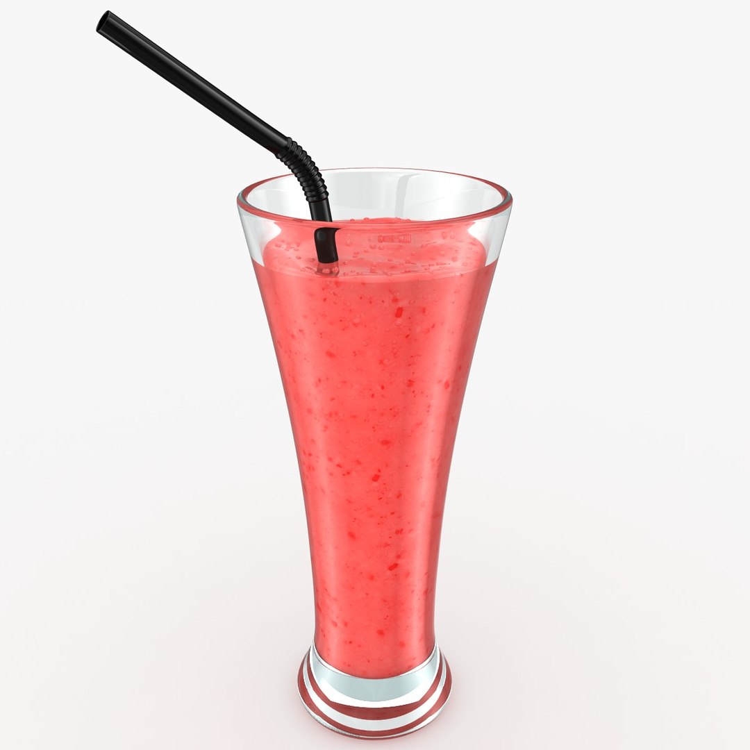 realistic smoothie strawberry banana 3d max