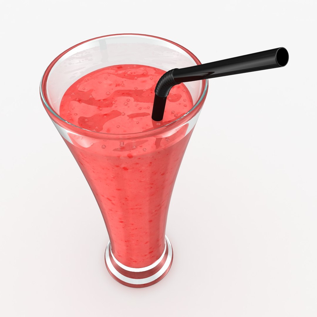 realistic smoothie strawberry banana 3d max