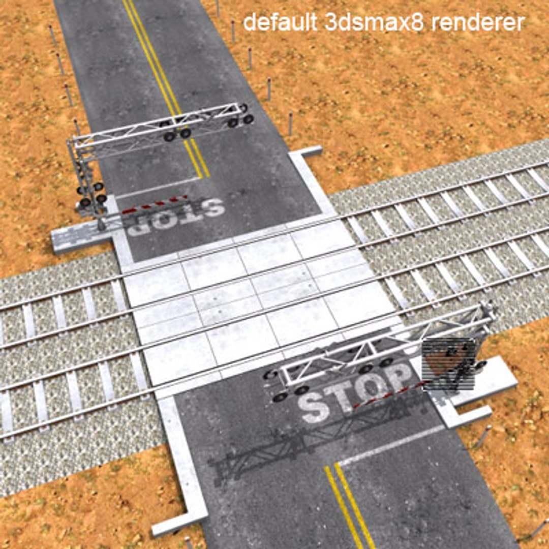 3d Model Railroad Crossing Road
