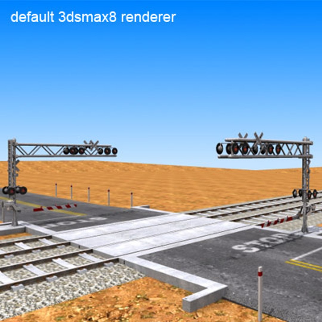 3d Model Railroad Crossing Road