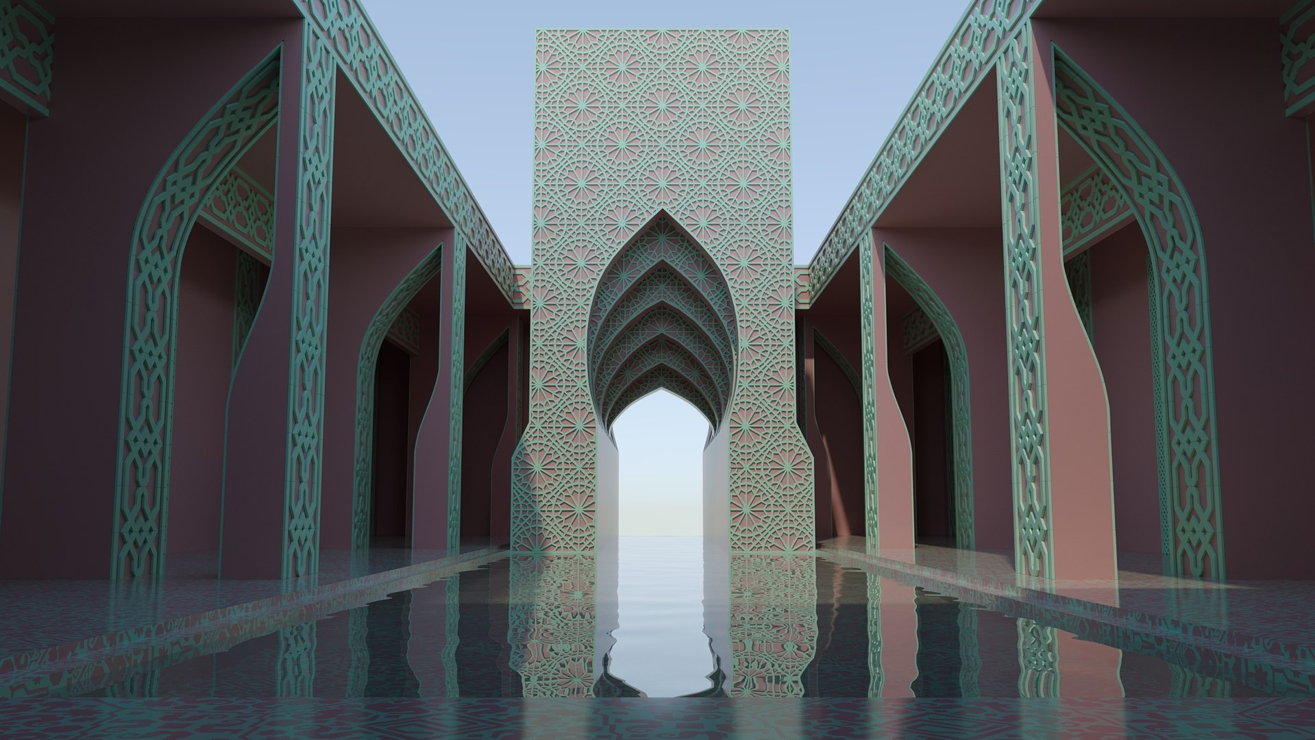 Moroccan-style Infinity Pool Palace Model - TurboSquid 2036391