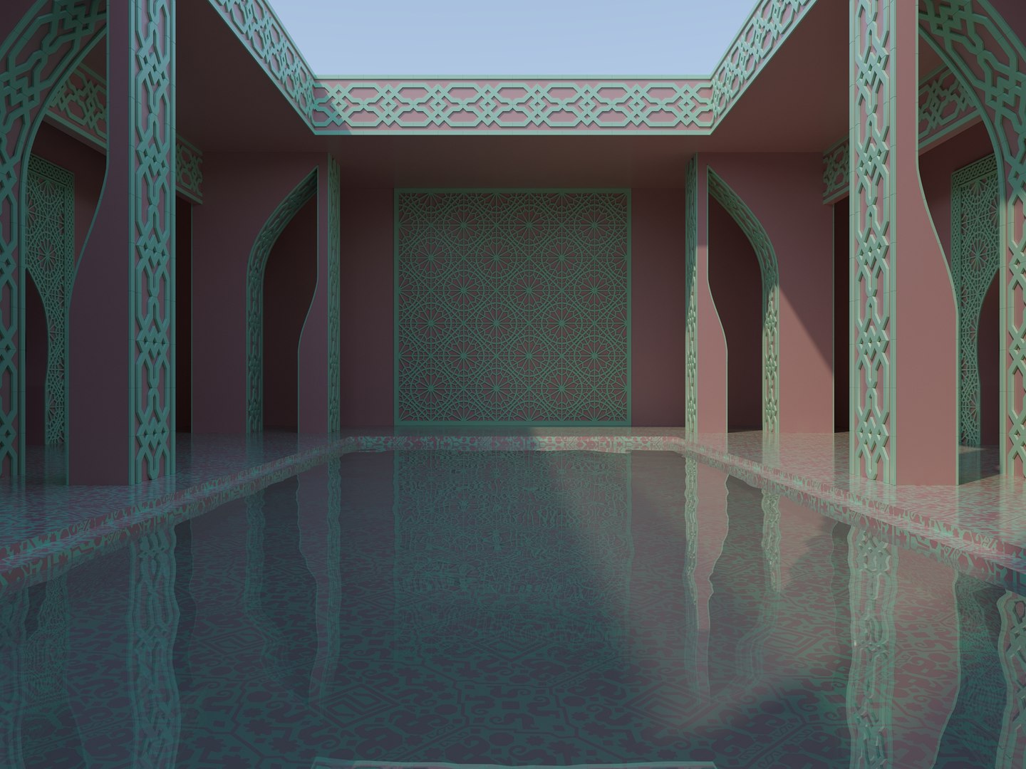 Moroccan-style Infinity Pool Palace Model - TurboSquid 2036391