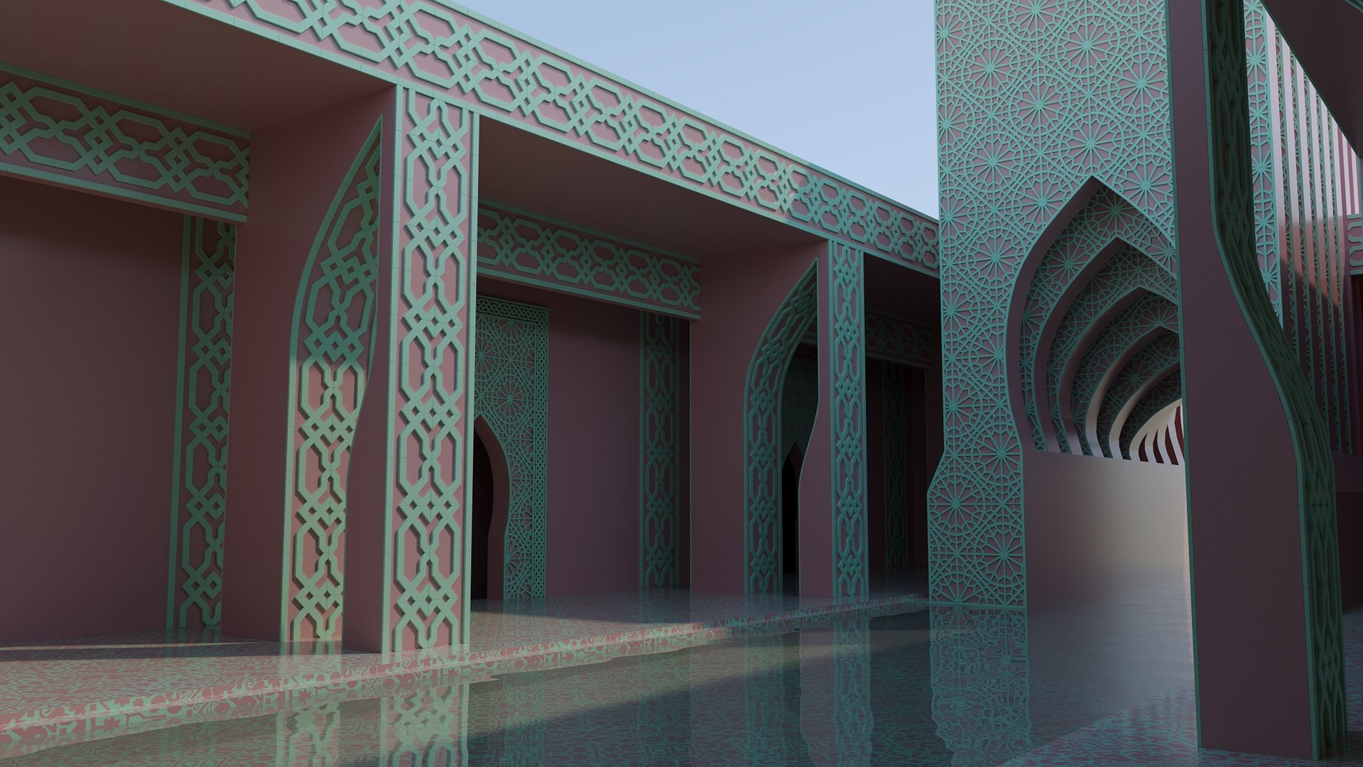 Moroccan-style Infinity Pool Palace Model - TurboSquid 2036391
