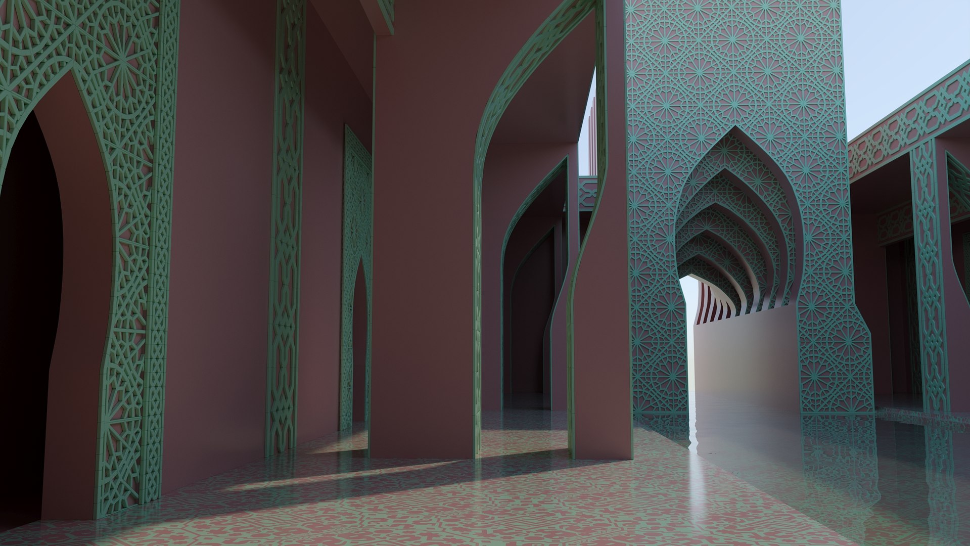 Moroccan-style Infinity Pool Palace Model - TurboSquid 2036391