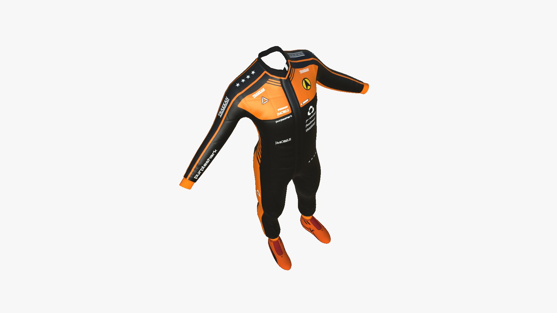 Racing Pilot Uniform A06 Black Orange - Character Clothing Design 3D ...