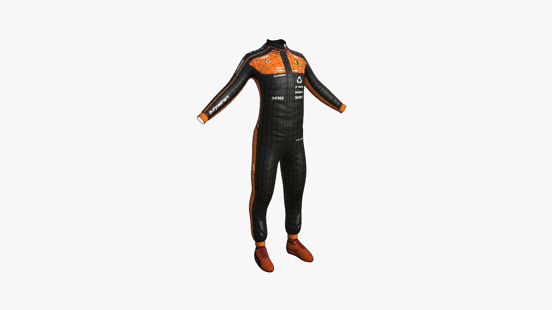 Racing Pilot Uniform A06 Black Orange - Character Clothing Design 3D ...