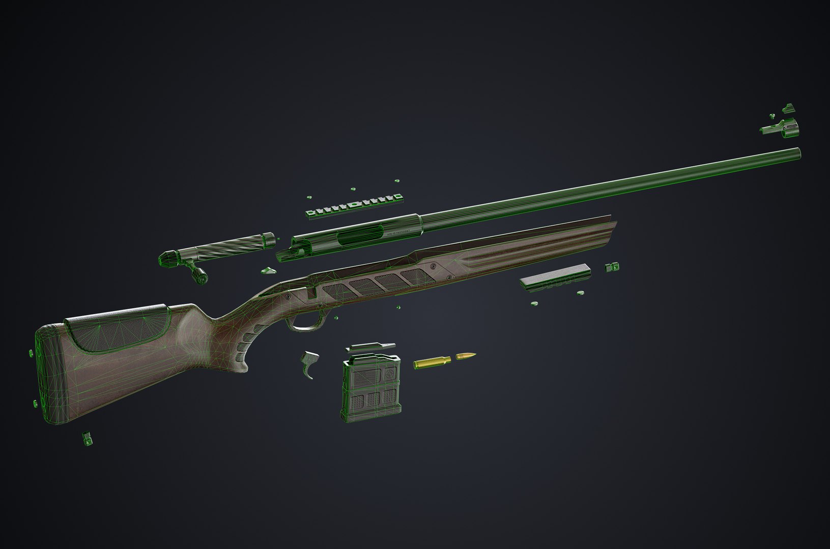 3D Hunting Rifle GameReady v2 - TurboSquid 2027645