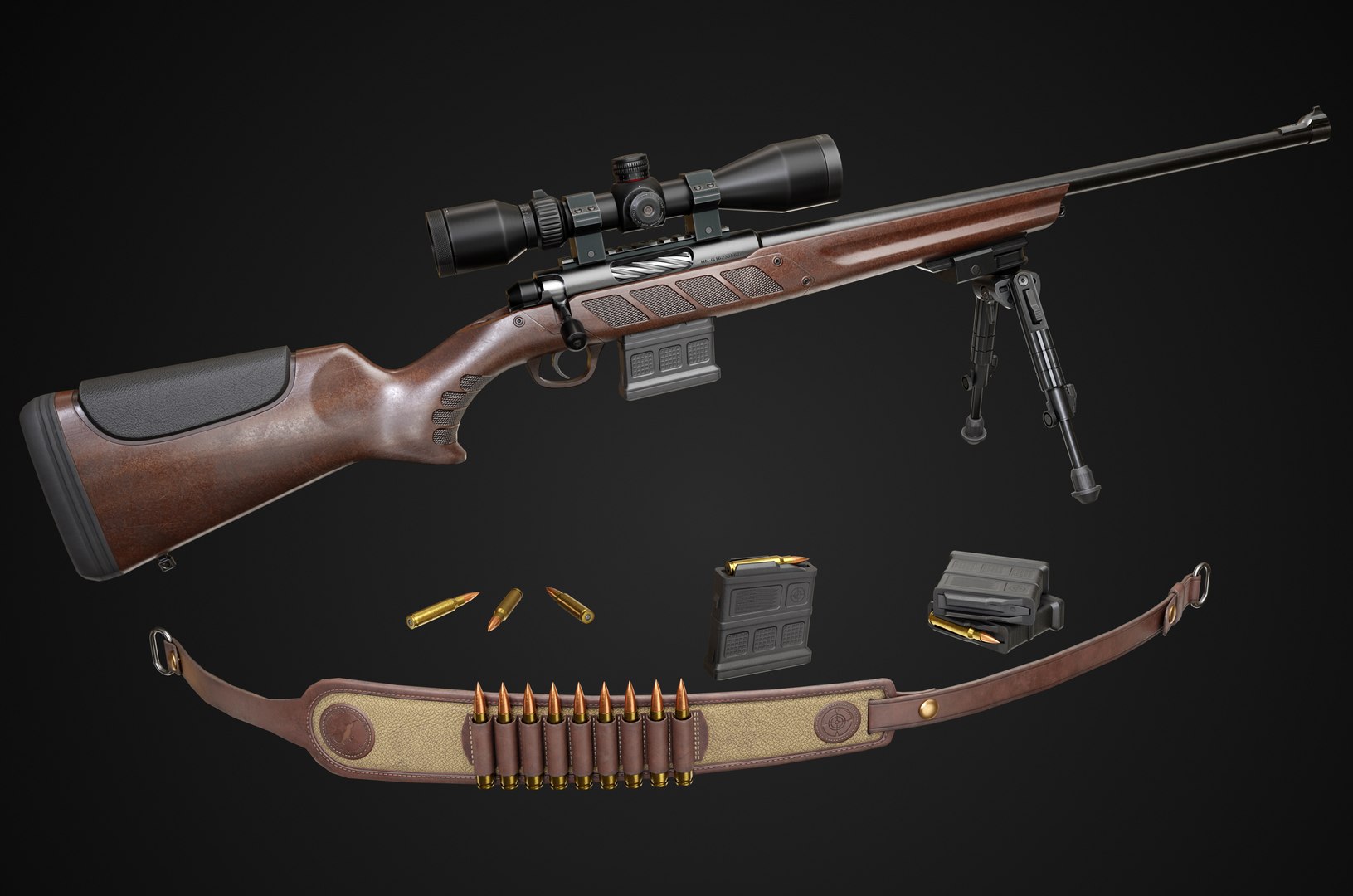 3D Hunting Rifle GameReady V2 - TurboSquid 2027645