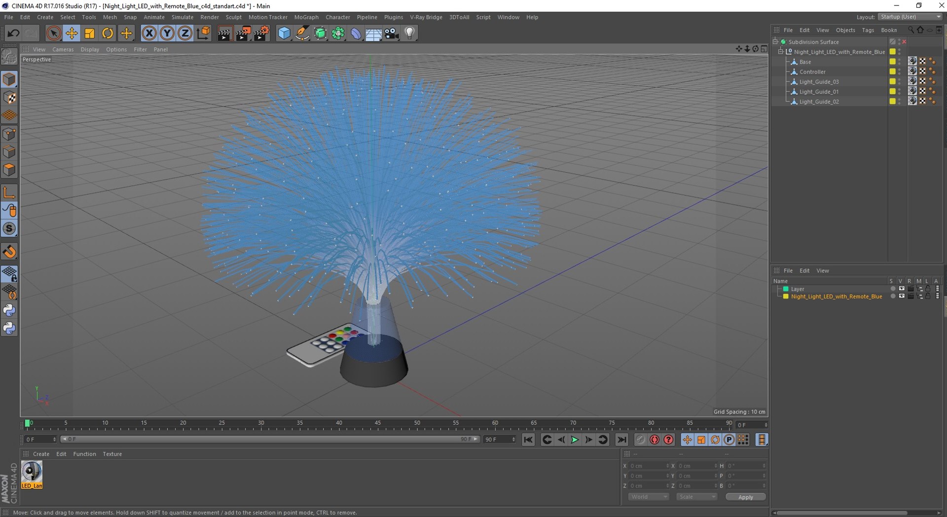Night Light LED With Remote Blue 3D Model - TurboSquid 2161289