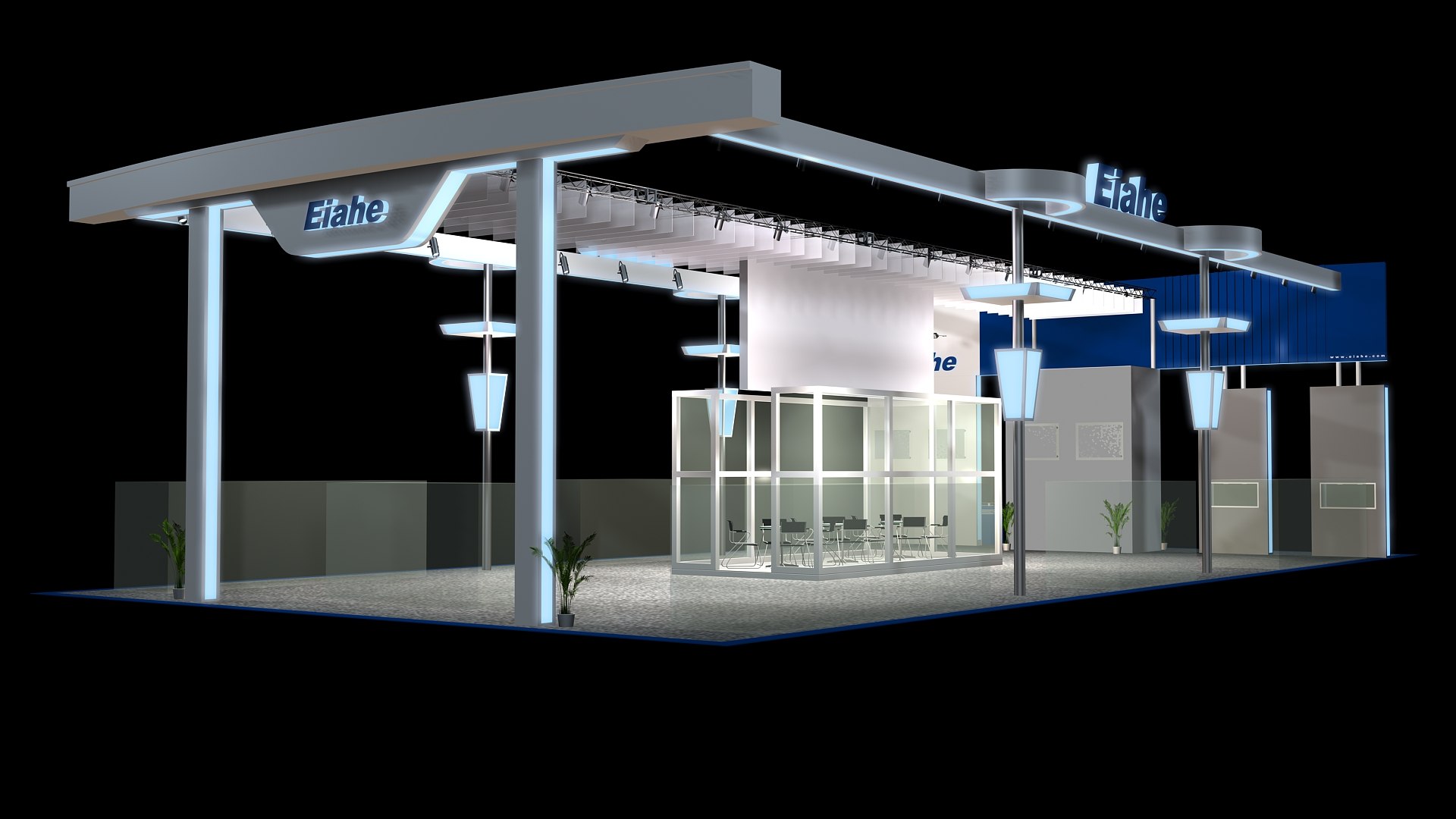 3D 12x24 Island Exhibition Booth Stand Design - TurboSquid 1853850