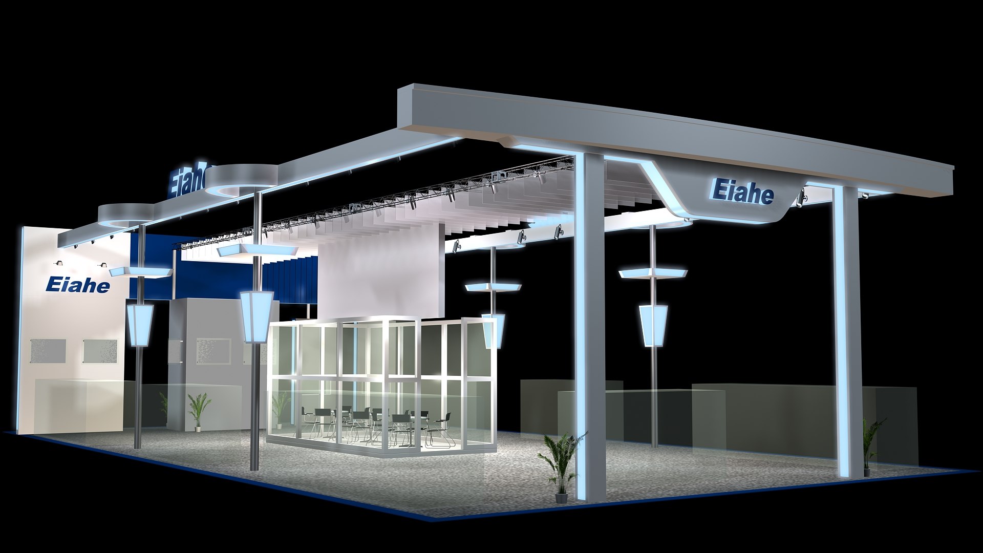 3D 12x24 Island Exhibition Booth Stand Design - TurboSquid 1853850