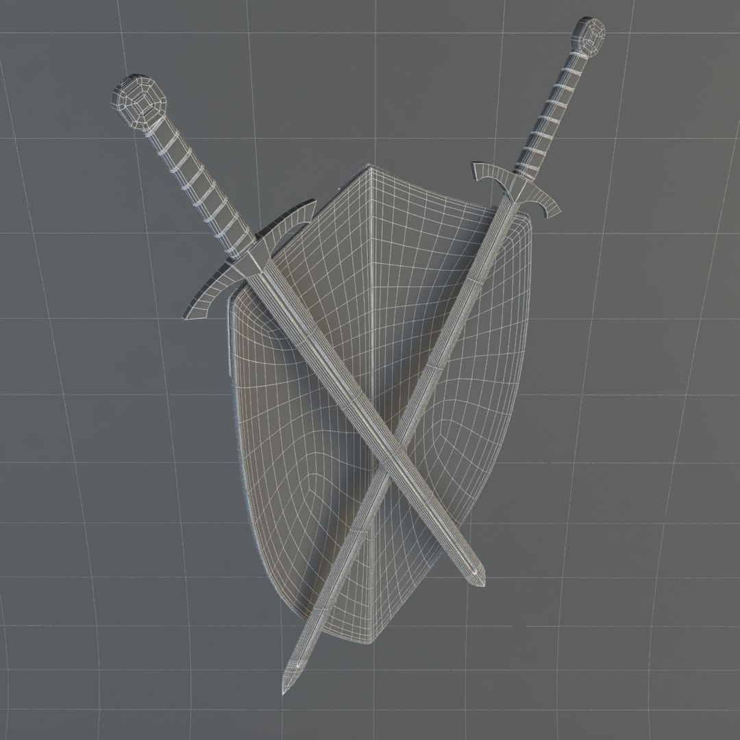 shield sword hangers 3d model