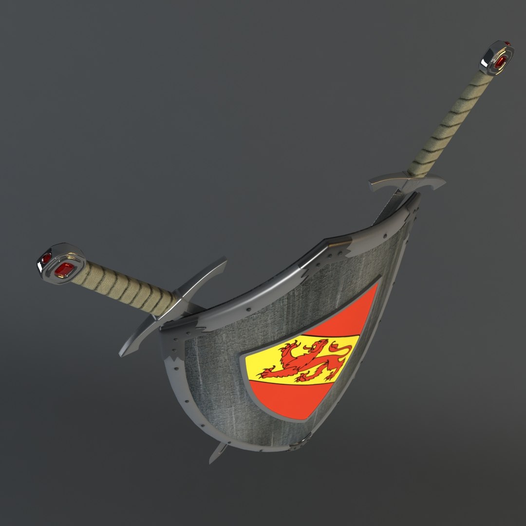 shield sword hangers 3d model