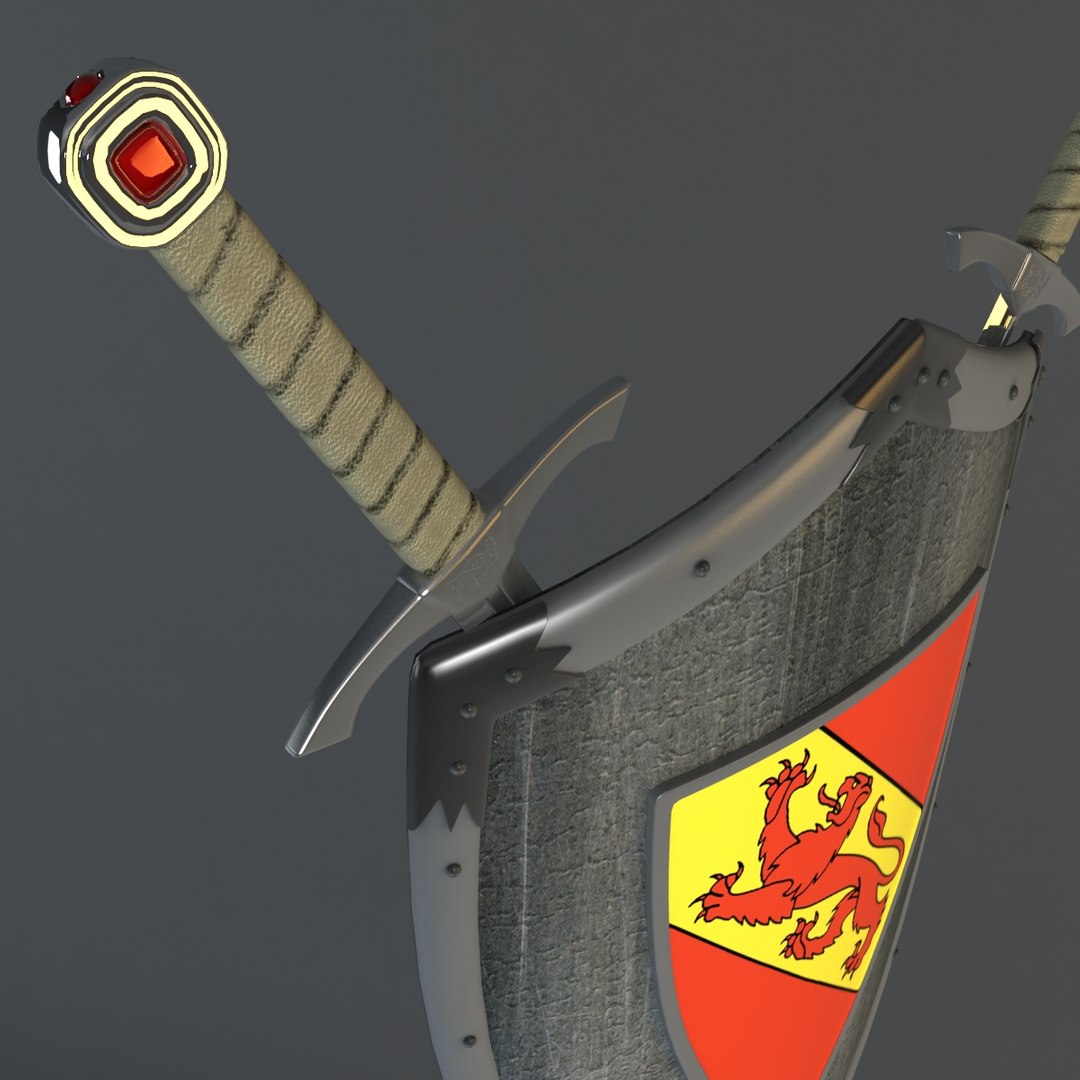 shield sword hangers 3d model