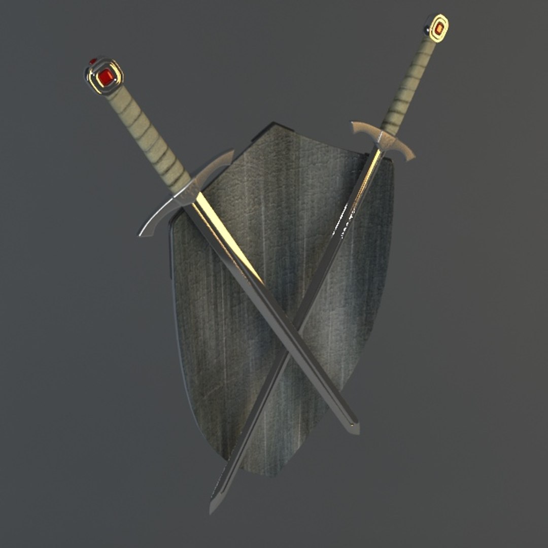 shield sword hangers 3d model