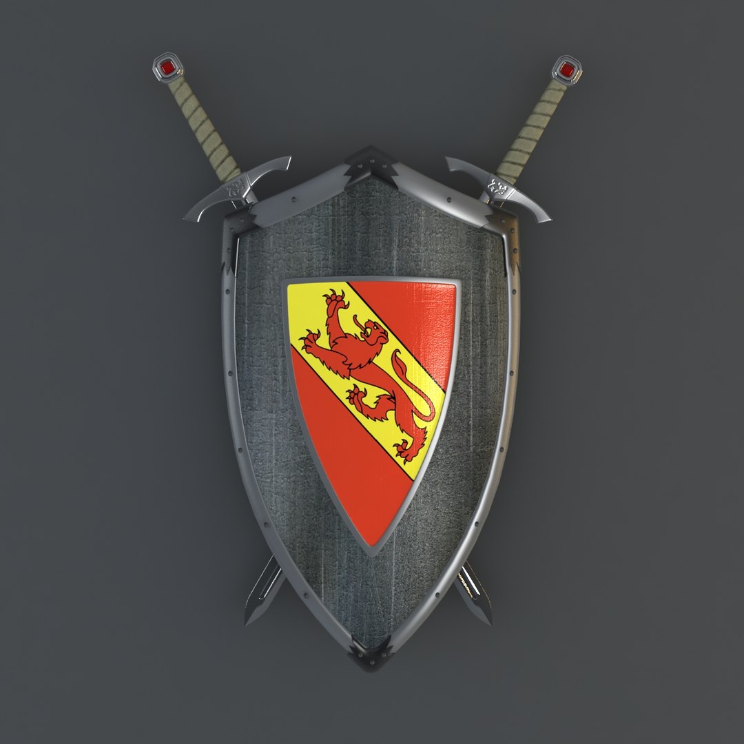 shield sword hangers 3d model