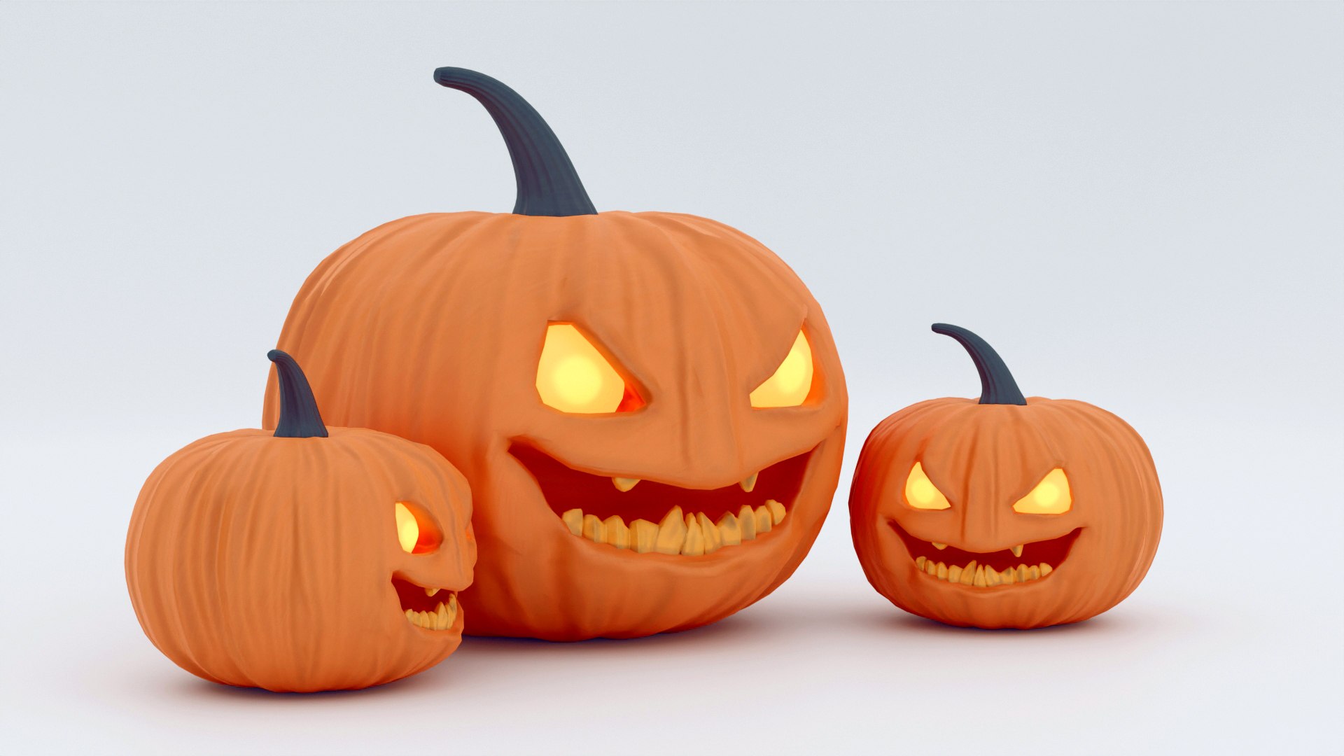 3D Pumpkin Halloween Game Prepared Engine Model PBR Low-poly Model ...
