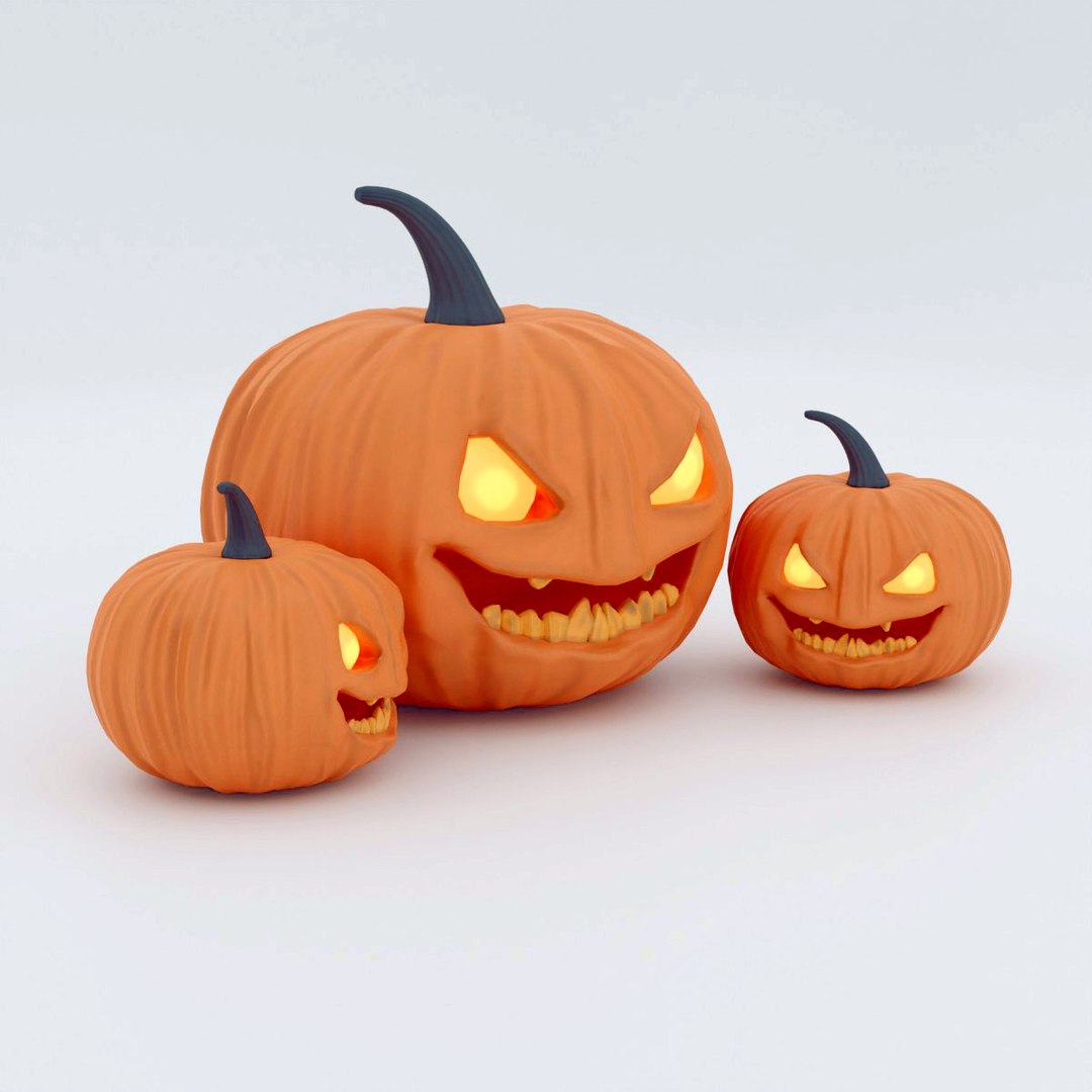 3D Pumpkin Halloween Game Prepared Engine Model PBR Low-poly Model ...