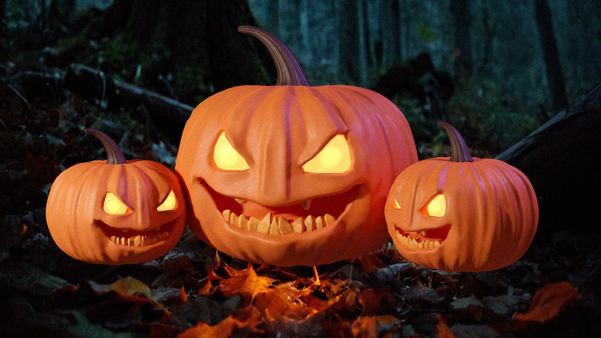 3D Pumpkin Halloween Game Prepared Engine Model PBR Low-poly Model ...