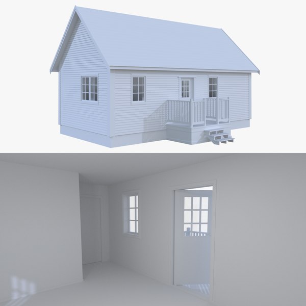 3d model scandinavian cabin interior exterior