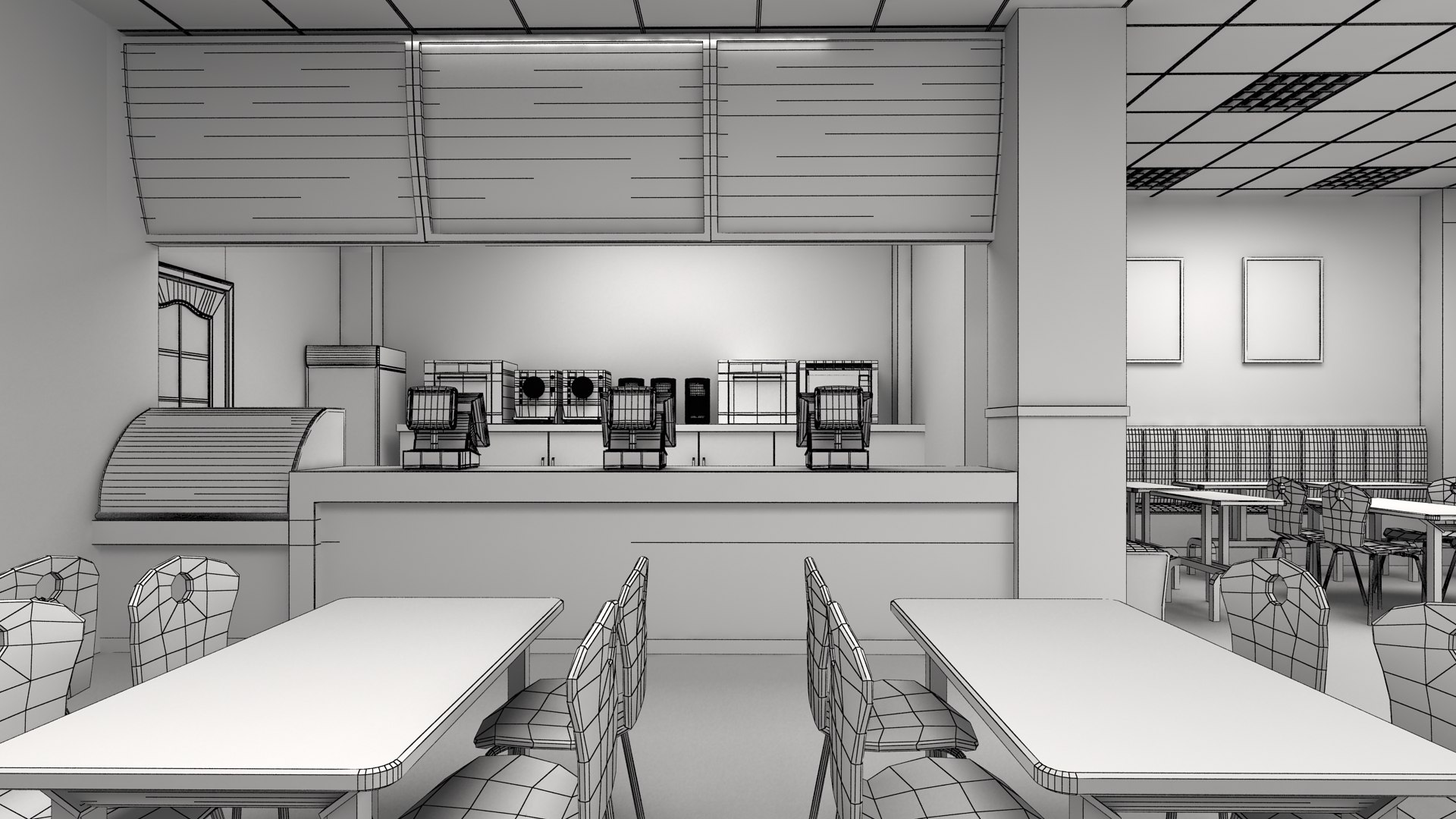 Fast Food Restaurant Interior 3D Model - TurboSquid 1652056
