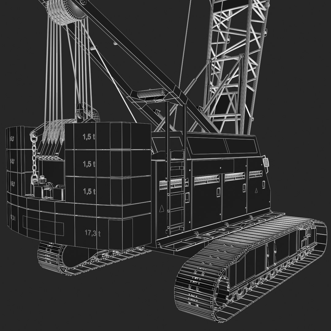 3d crawler crane rigged