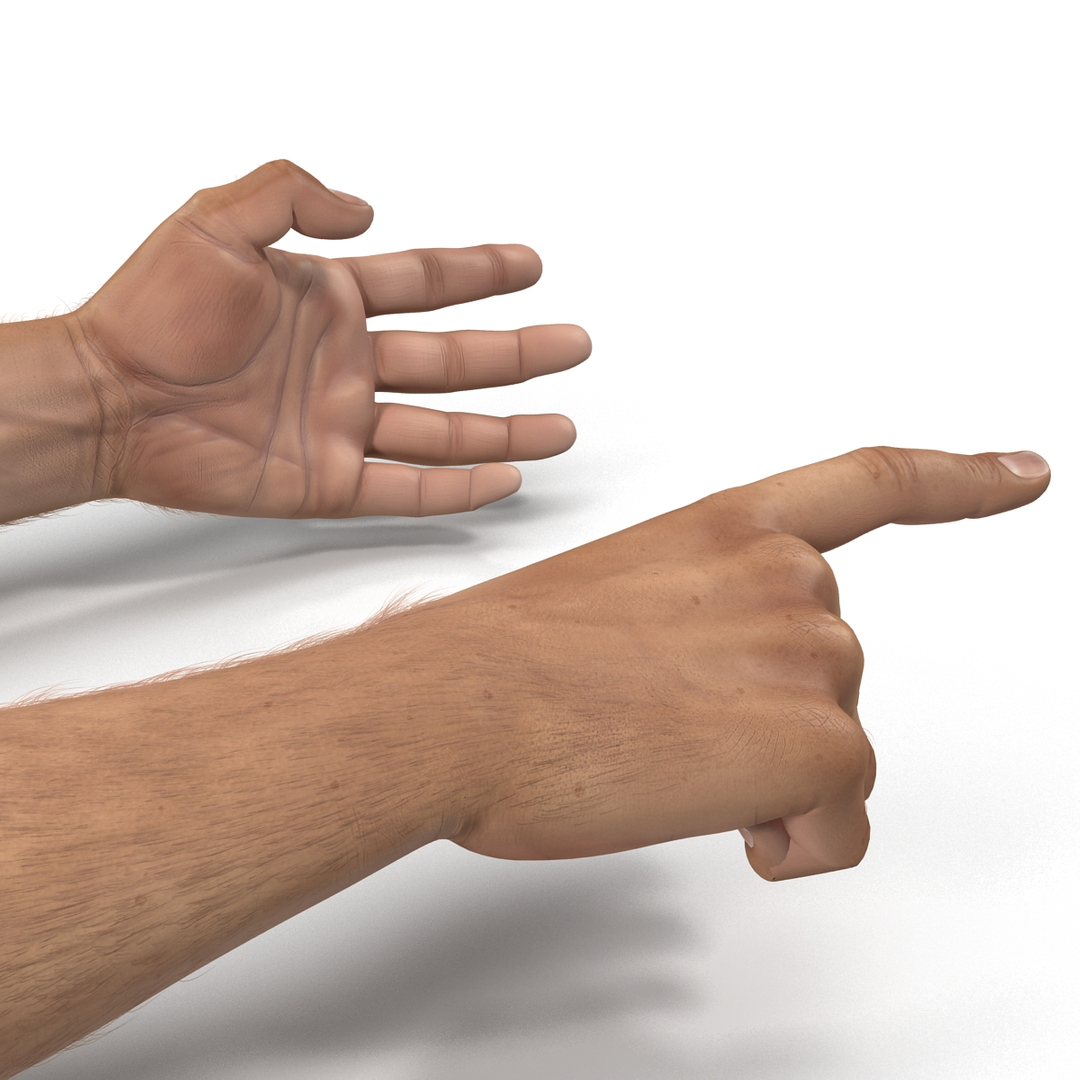 3d man hands fur rigged model