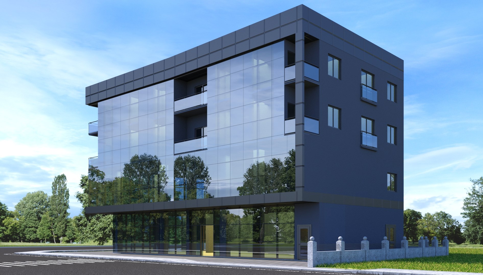 Modern Building Residential 3D Model - TurboSquid 1680596