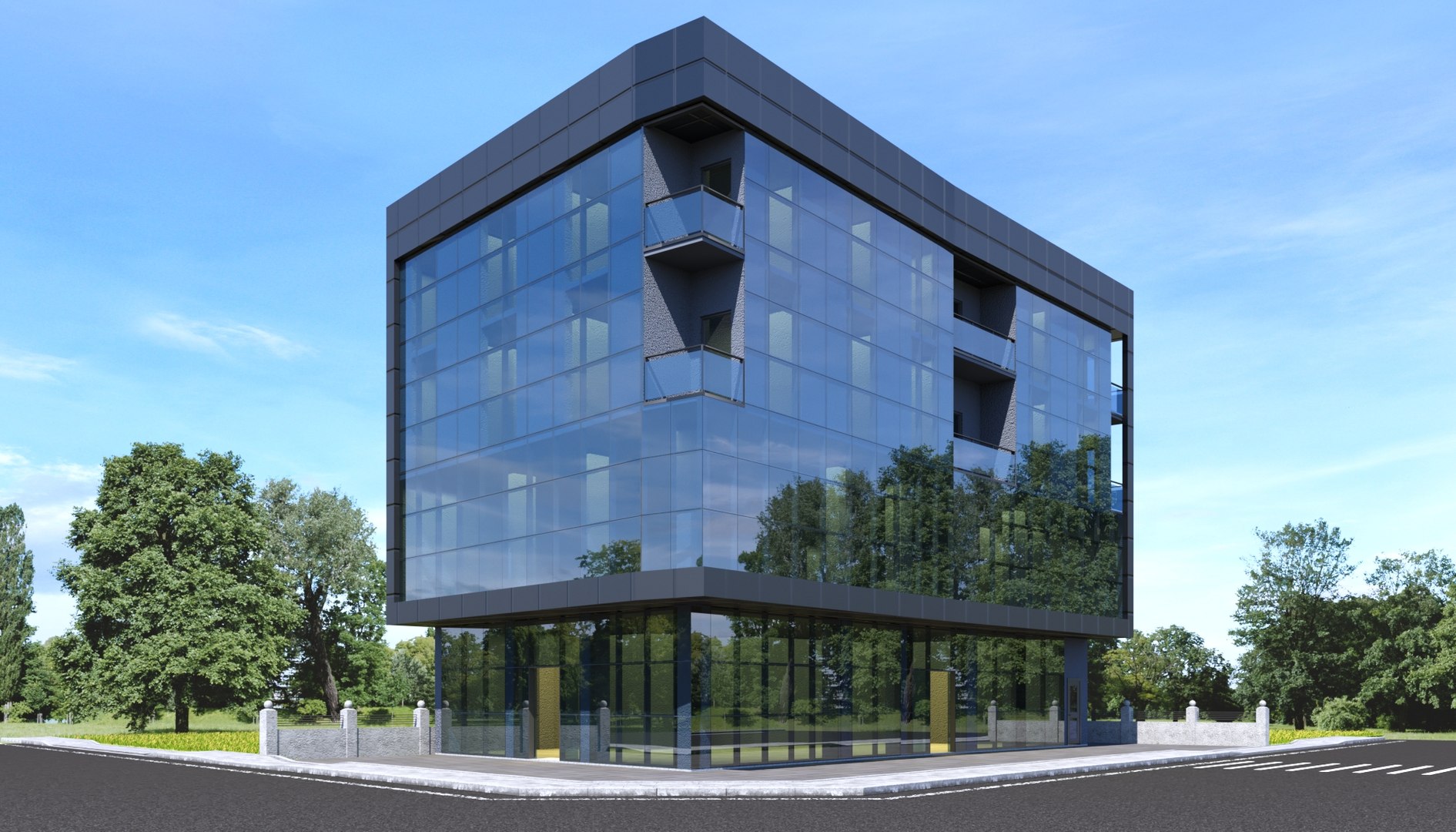 Modern Building Residential 3D Model - TurboSquid 1680596