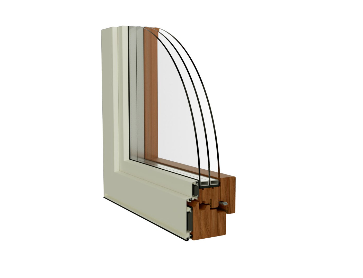 Section Wooden Window Triple 3D Model - TurboSquid 1310535