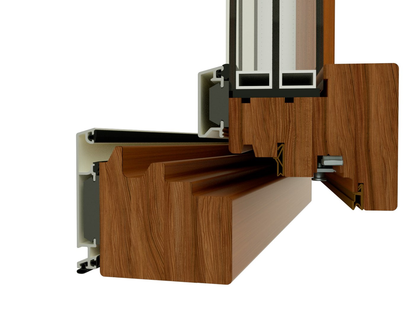 Section Wooden Window Triple 3D Model - TurboSquid 1310535