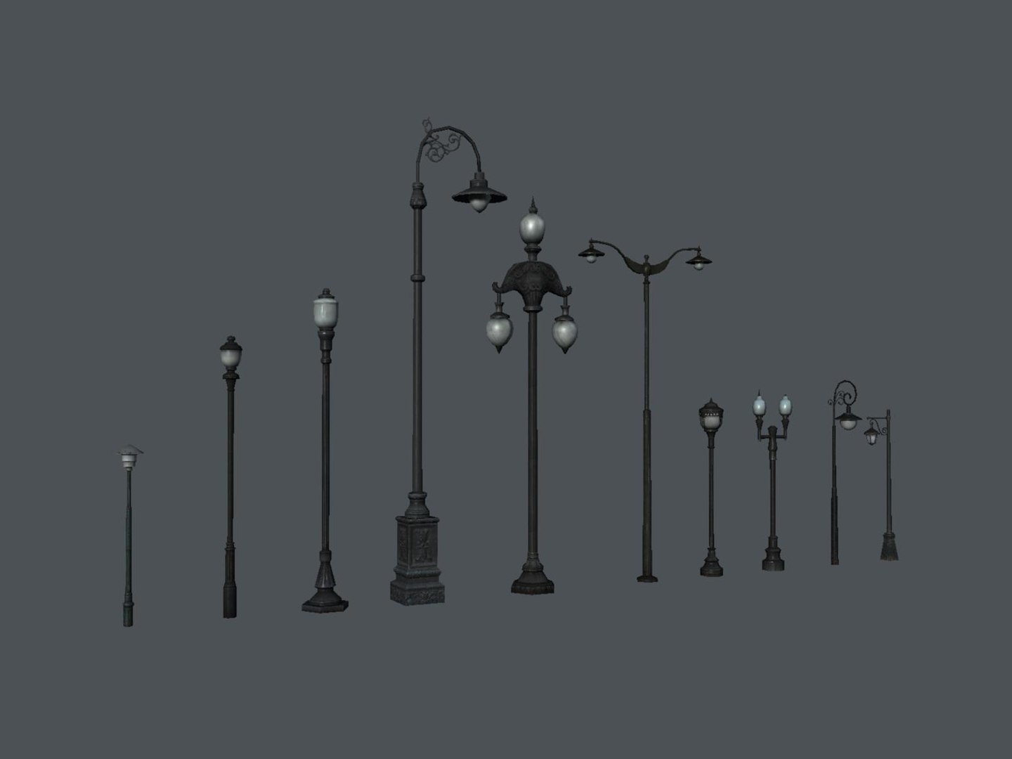 pack lamp posts 3d model