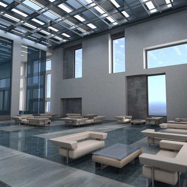 modern interior hall 3d max