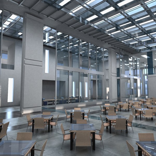 modern interior hall 3d max