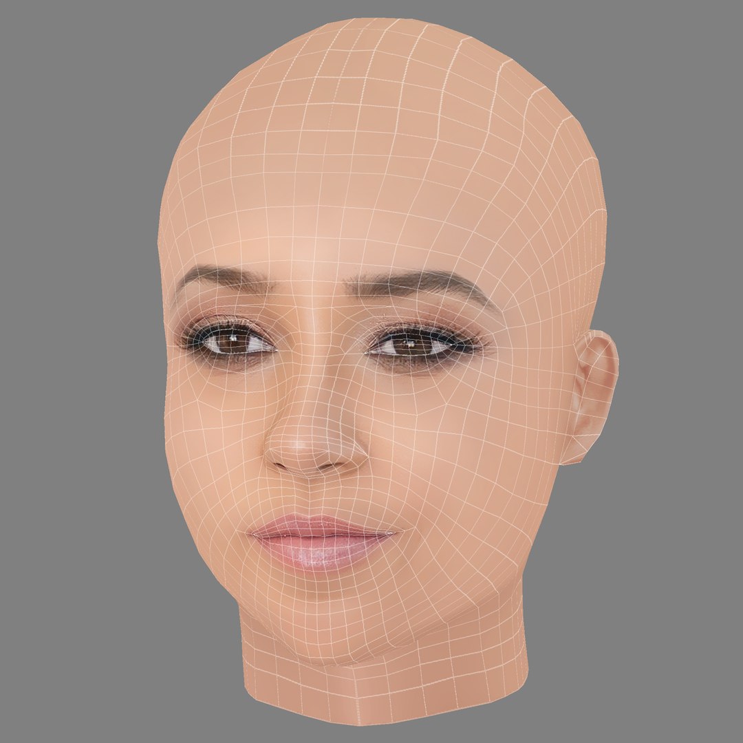 3D Britt Baron Head - No Hair - Low Poly Head For Game - TurboSquid 2311027