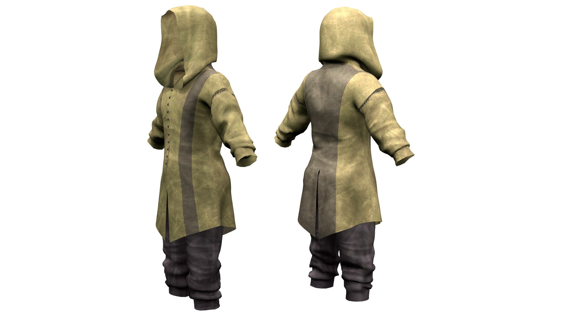 3D Model Mens Medieval Hooded Ranger Outfit - TurboSquid 1845492