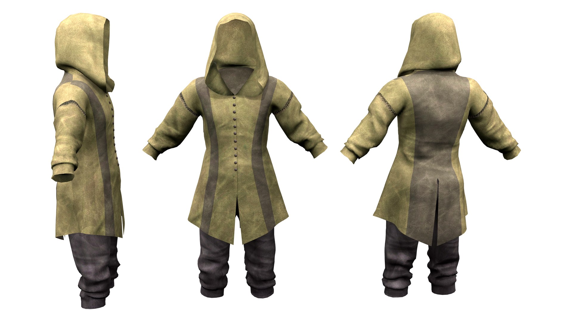 3D Model Mens Medieval Hooded Ranger Outfit - TurboSquid 1845492