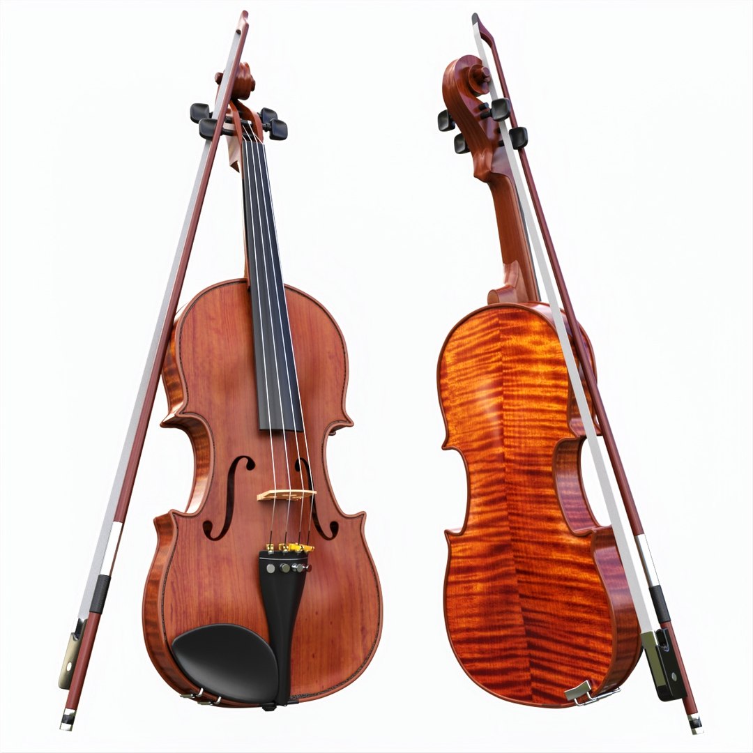 3D Classic Brown Violin With Bow - TurboSquid 2248290