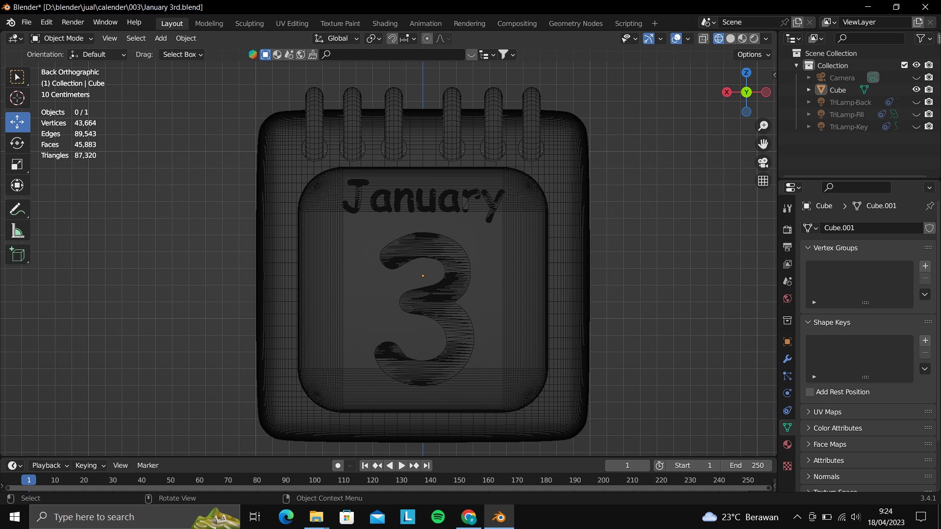 Low Poly Calender January 3rd 3D Model - TurboSquid 2058428