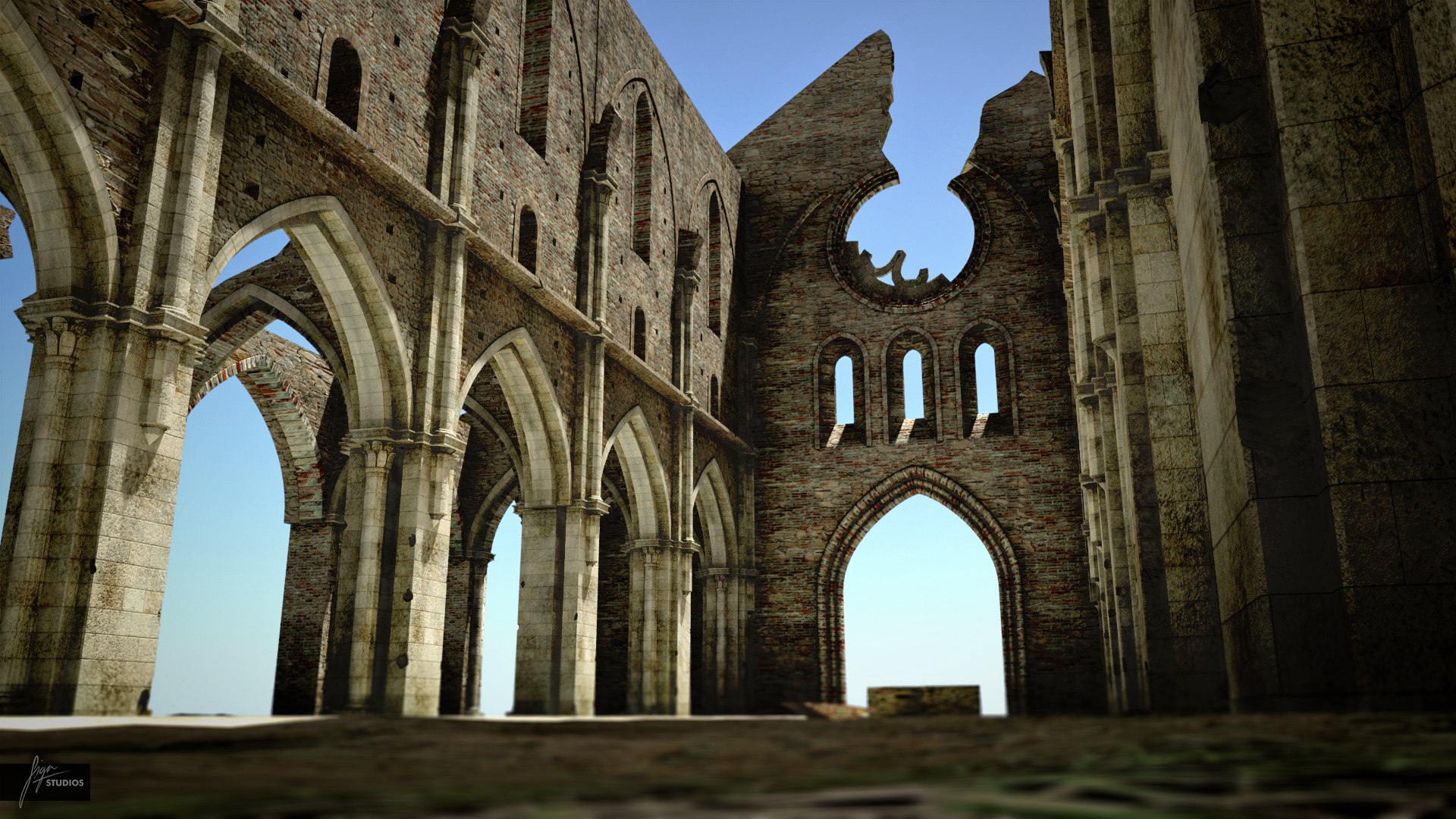 Ruin Cathedral Roofless San 3ds