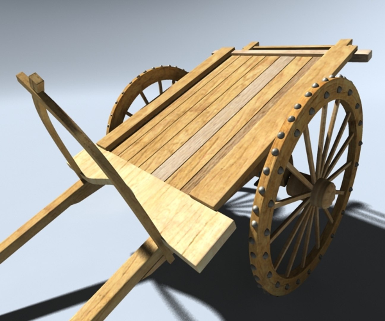 wooden cart 3d model