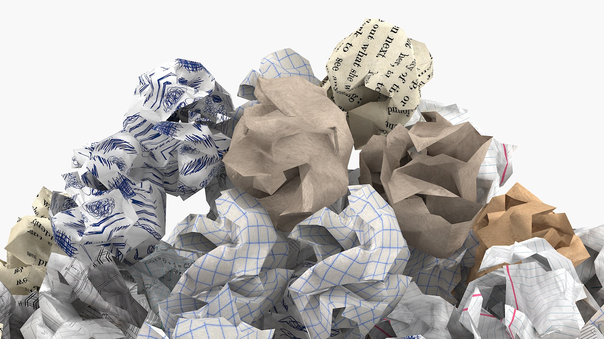 Crumpled Paper Pile Model - TurboSquid 2050739