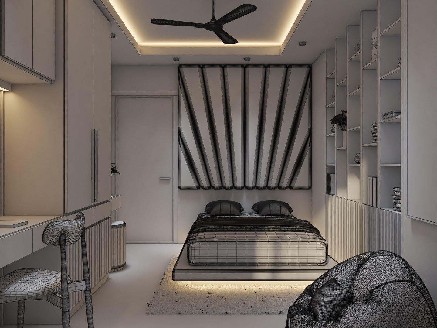 3D Interior Design Of Guest Bed Room Model - TurboSquid 2153773