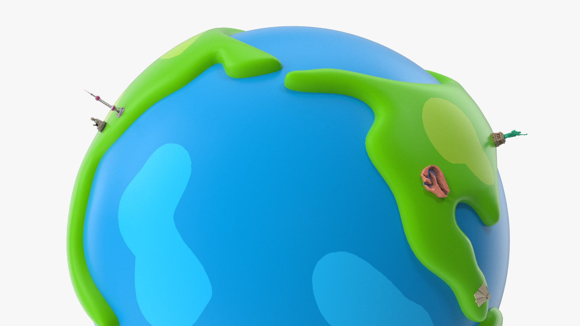 3D Cartoon Earth With Low Poly Landmarks - TurboSquid 2412797