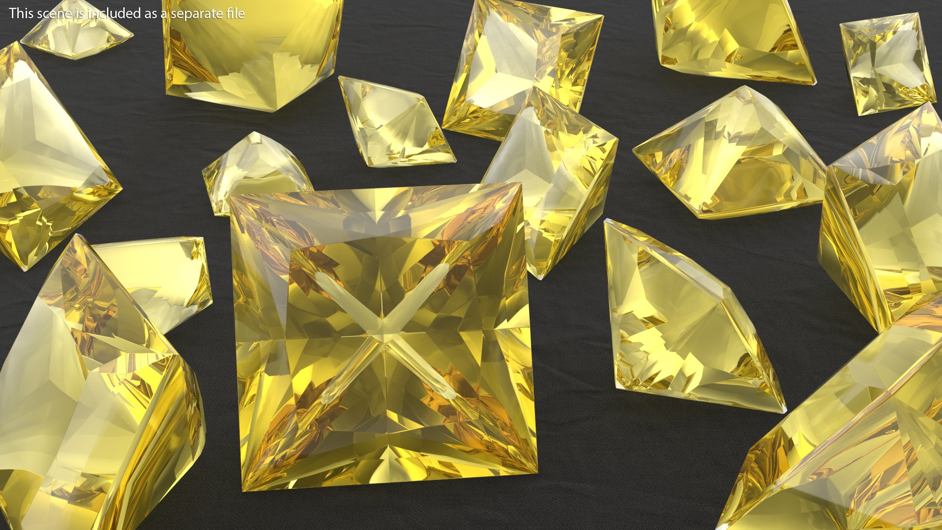 3D Princess Cut Yellow Sapphire Model - TurboSquid 1860324