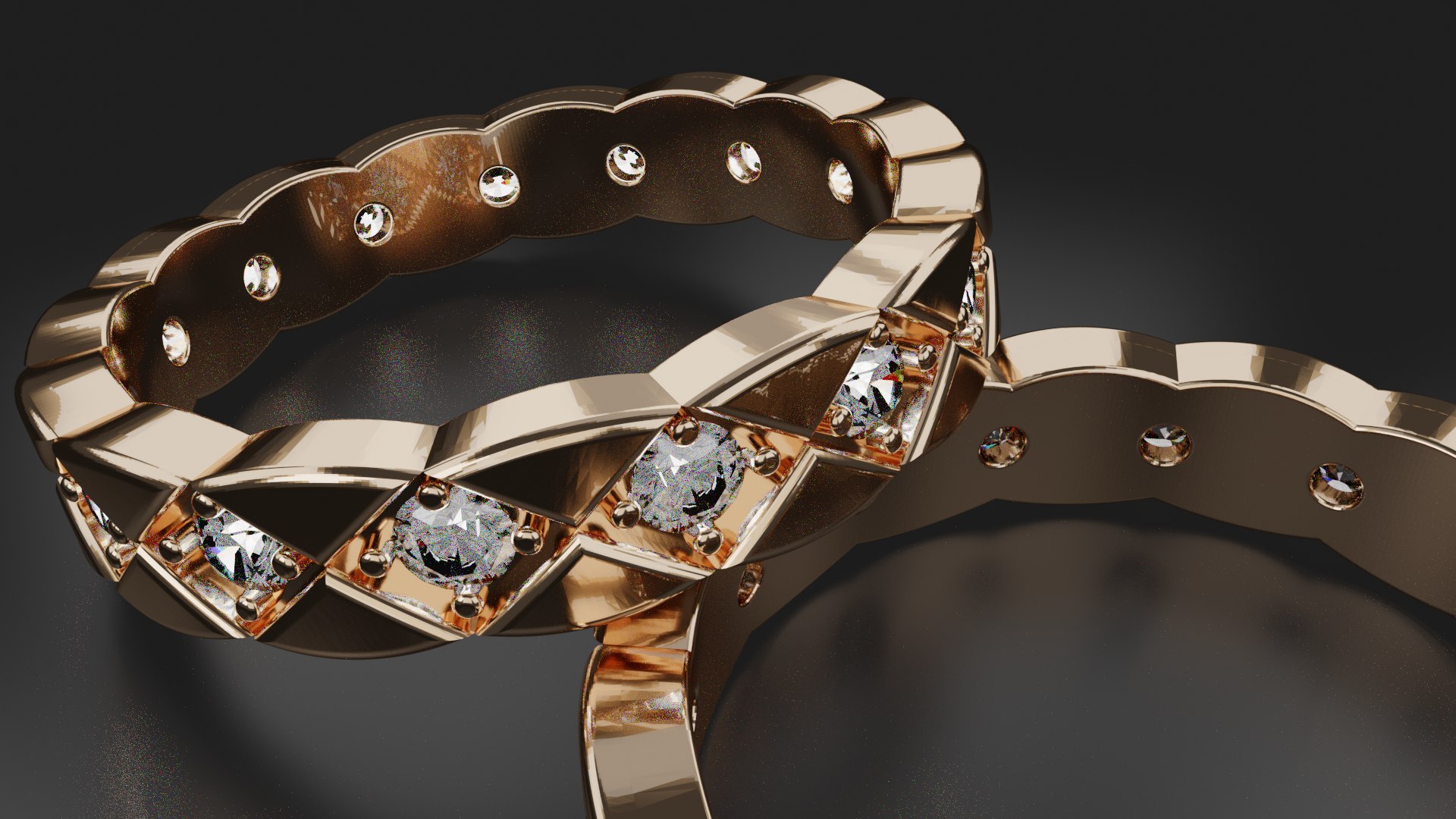 3D Wavy Ring with Gems model - TurboSquid 1842578